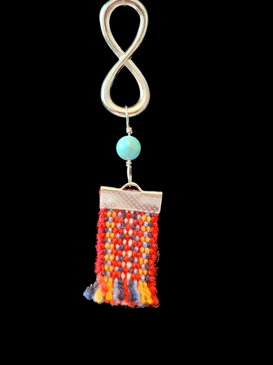 Indigenous Metis Sash Protection Necklace - Red Voyageur Fabric with T ...