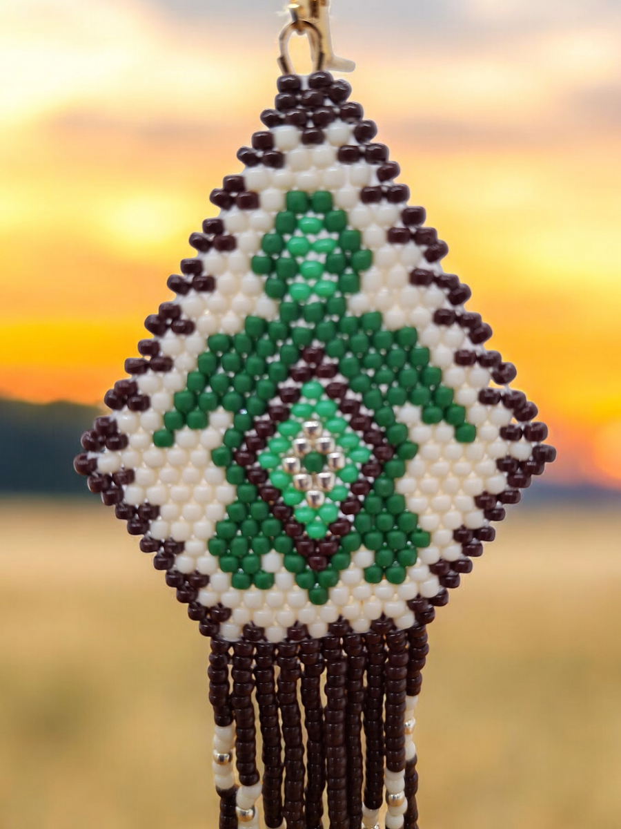 Native American Handmade Seed Bead Turtle Earrings - Indigenous Totem ...