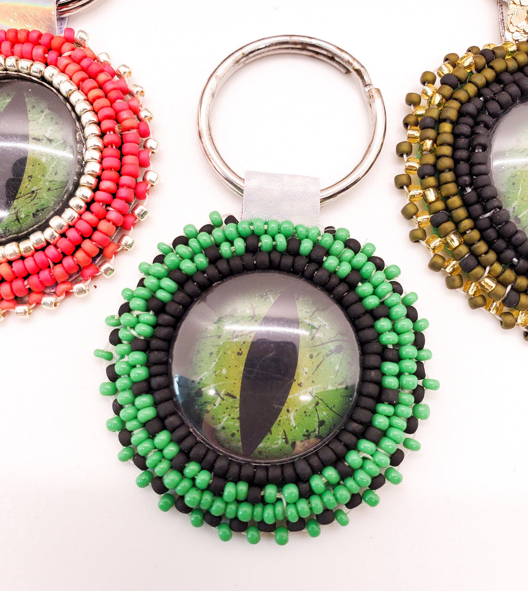 Dragon Eye Key Holder, Beaded Medallion Key Fob – Blue World Treasures