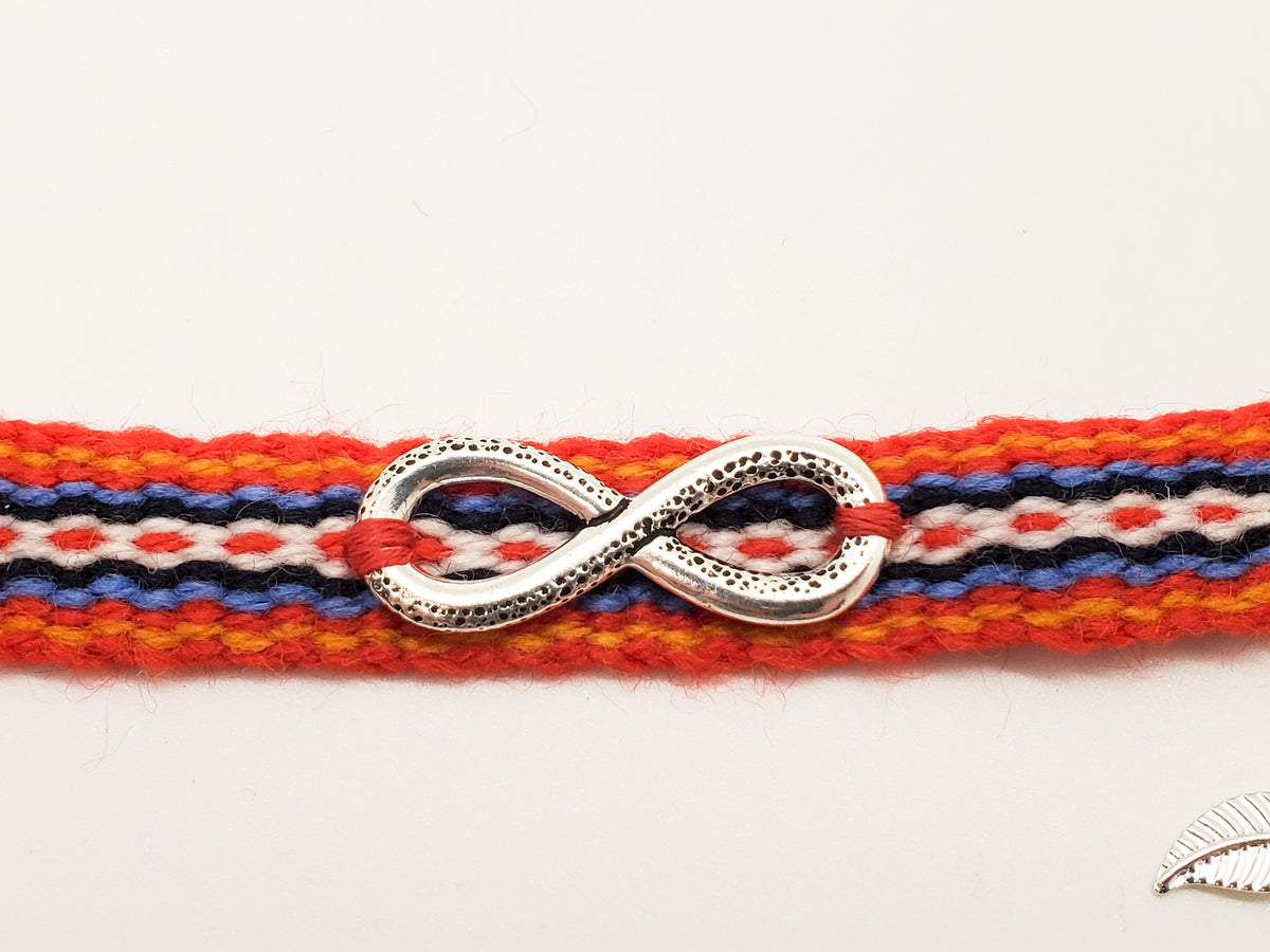 Handmade Metis Sash Bracelet with Silver Infinity Symbol - Adjustable ...