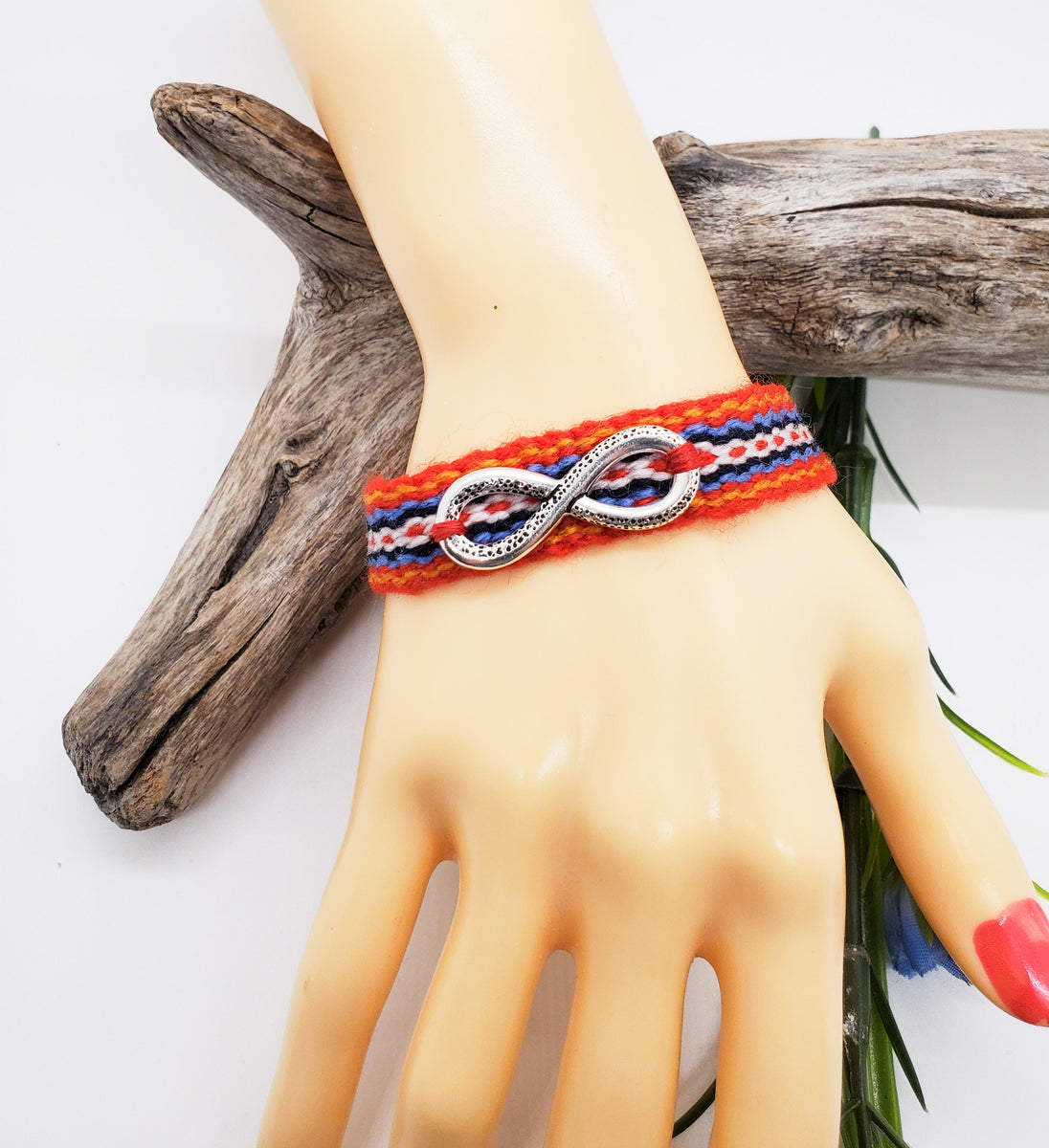 Handmade Metis Sash Bracelet with Silver Infinity Symbol - Adjustable ...
